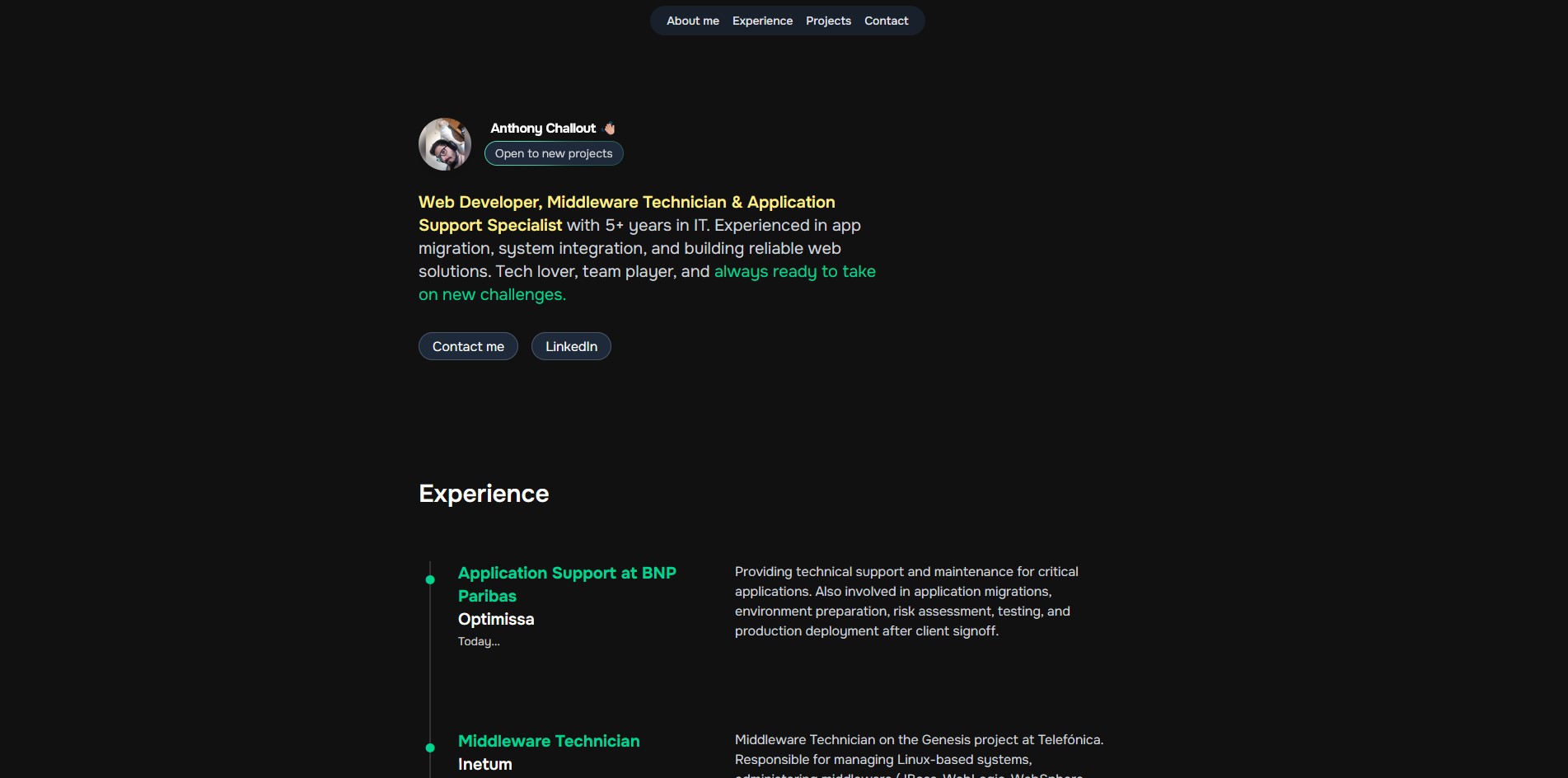 Anthony Challout Portfolio | Web Developer & Application Support Technician